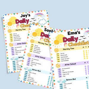 Kids Daily School Checklist, Responsibility Chart, to Do List, Editable ...