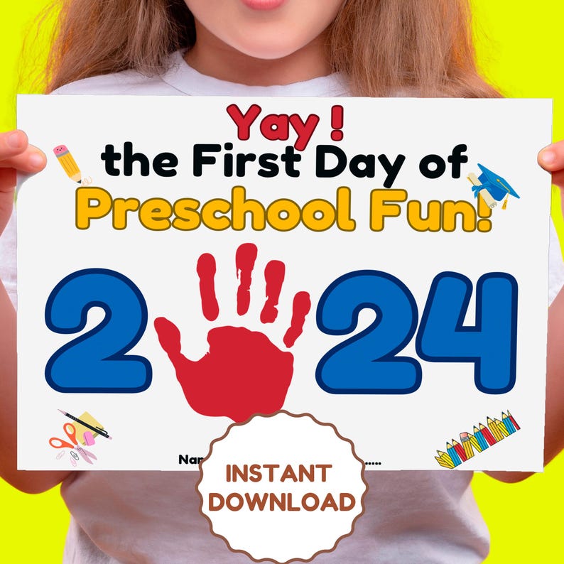 First Day of School Handprint ,editable First Day of Pre-k Handprint ...