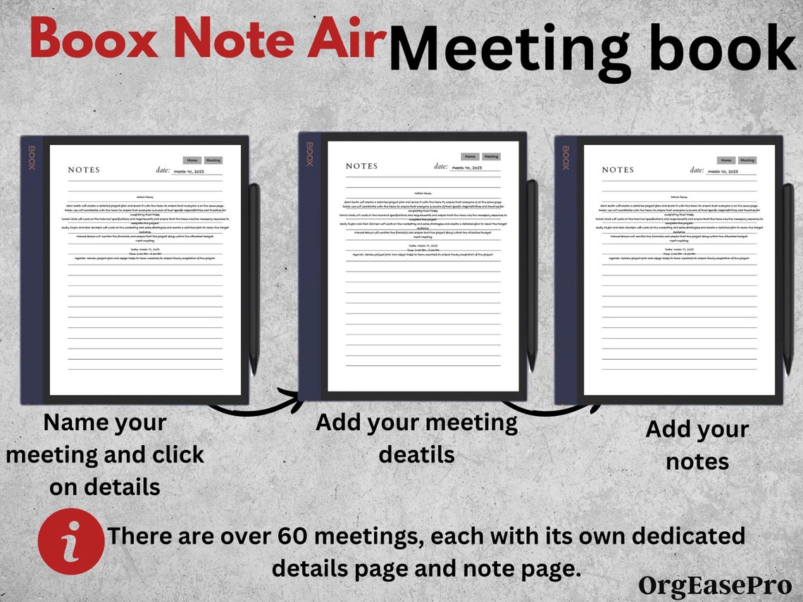 Interactive Boox Note Air Meeting Book for Boox Note Air Templates for ...