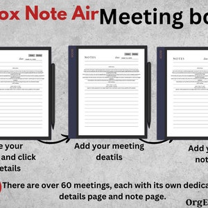 Interactive Boox Note Air Meeting Book for Boox Note Air Templates for ...