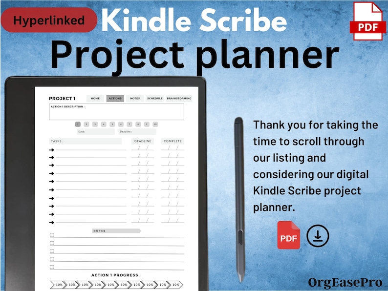 Kindle Scribe Project Planner for Kindle Scribe Templates Digital ...