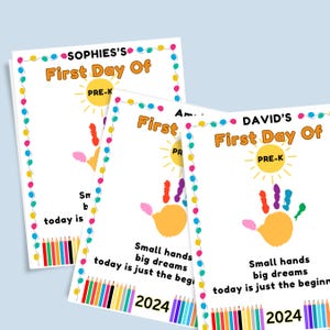 Personalized First Day of School Handprint Craft,first Day of Preschool ...