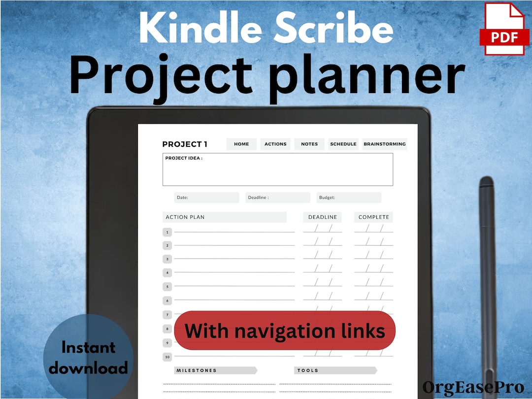 Kindle Scribe Project Planner for Kindle Scribe Templates Digital ...