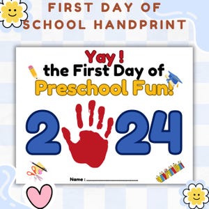 First Day of School Handprint ,editable First Day of Pre-k Handprint ...
