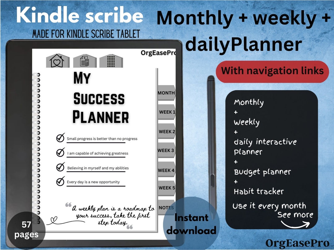 Kindle Scribe Daily Planner,monthly Planner Weekly Planner 2024 Undated ...