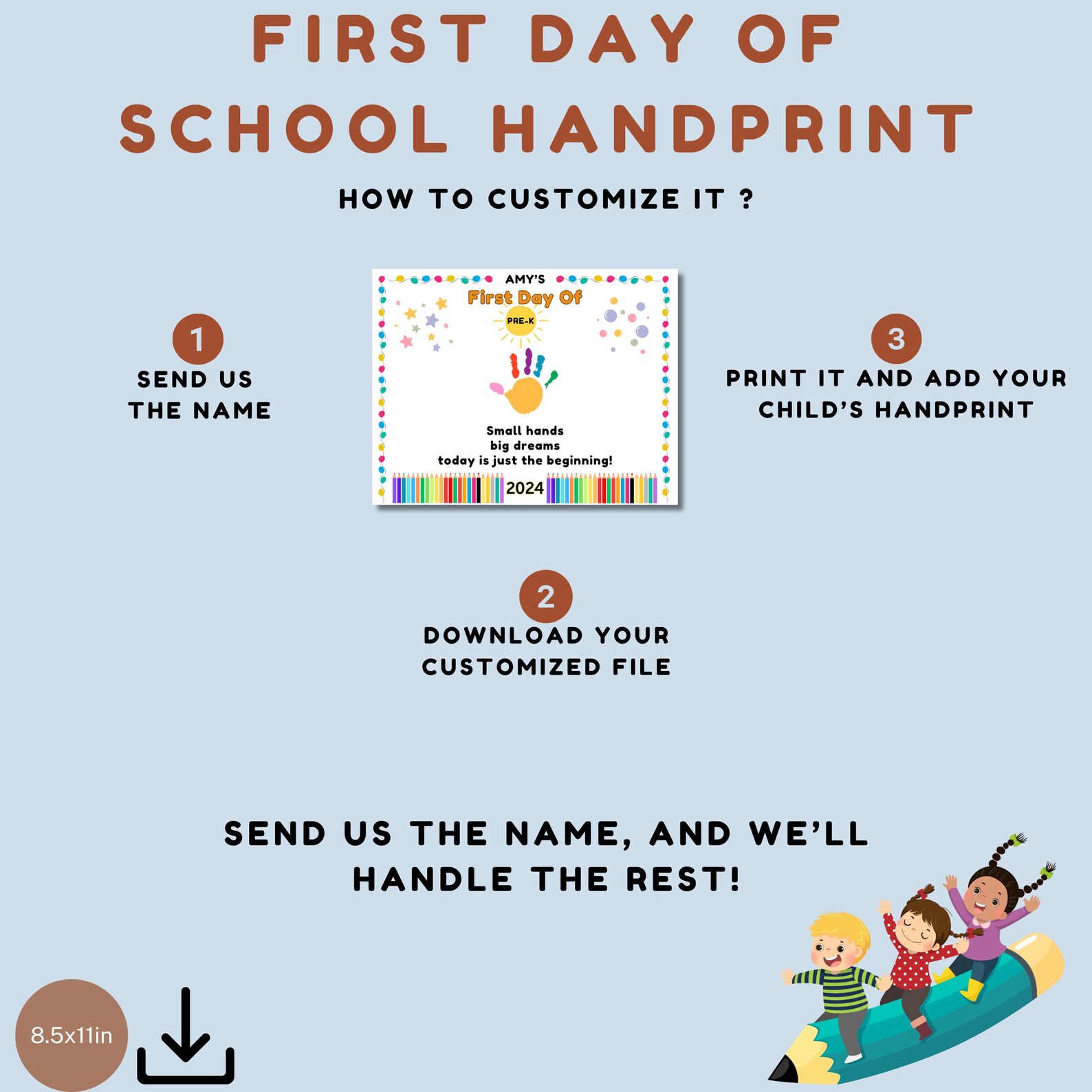 Personalized First Day of School Handprint Craft,back to School ...