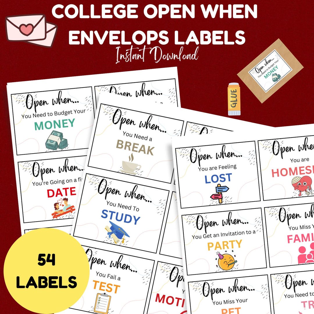 Open When Envelopes Printable,open When Envelopes College Gifts, Open ...