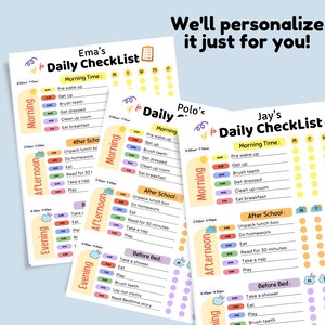 Personalized Kids Daily School Checklist,kids Daily Schedule Editable ...