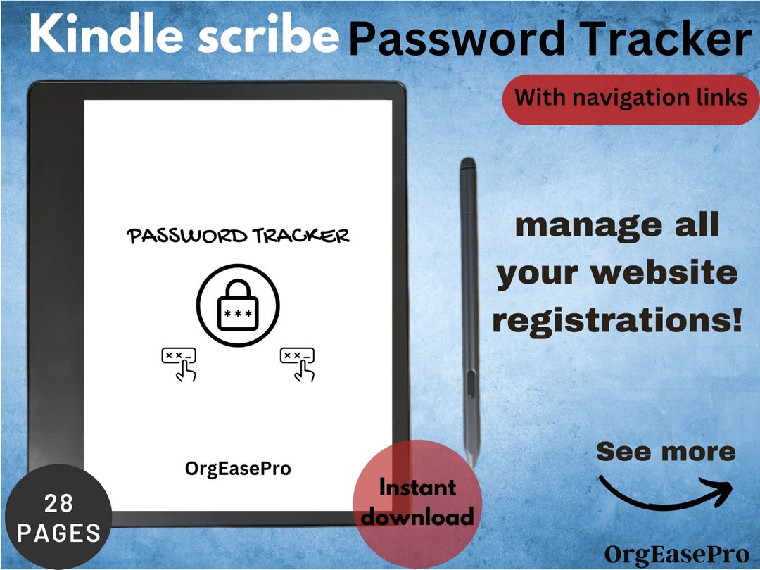Interactive Kindle Scribe Password Tracker Kindle Scribe - Etsy UK