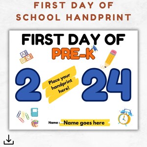 First Day of School Handprint Craft, Back to School Printable, School ...