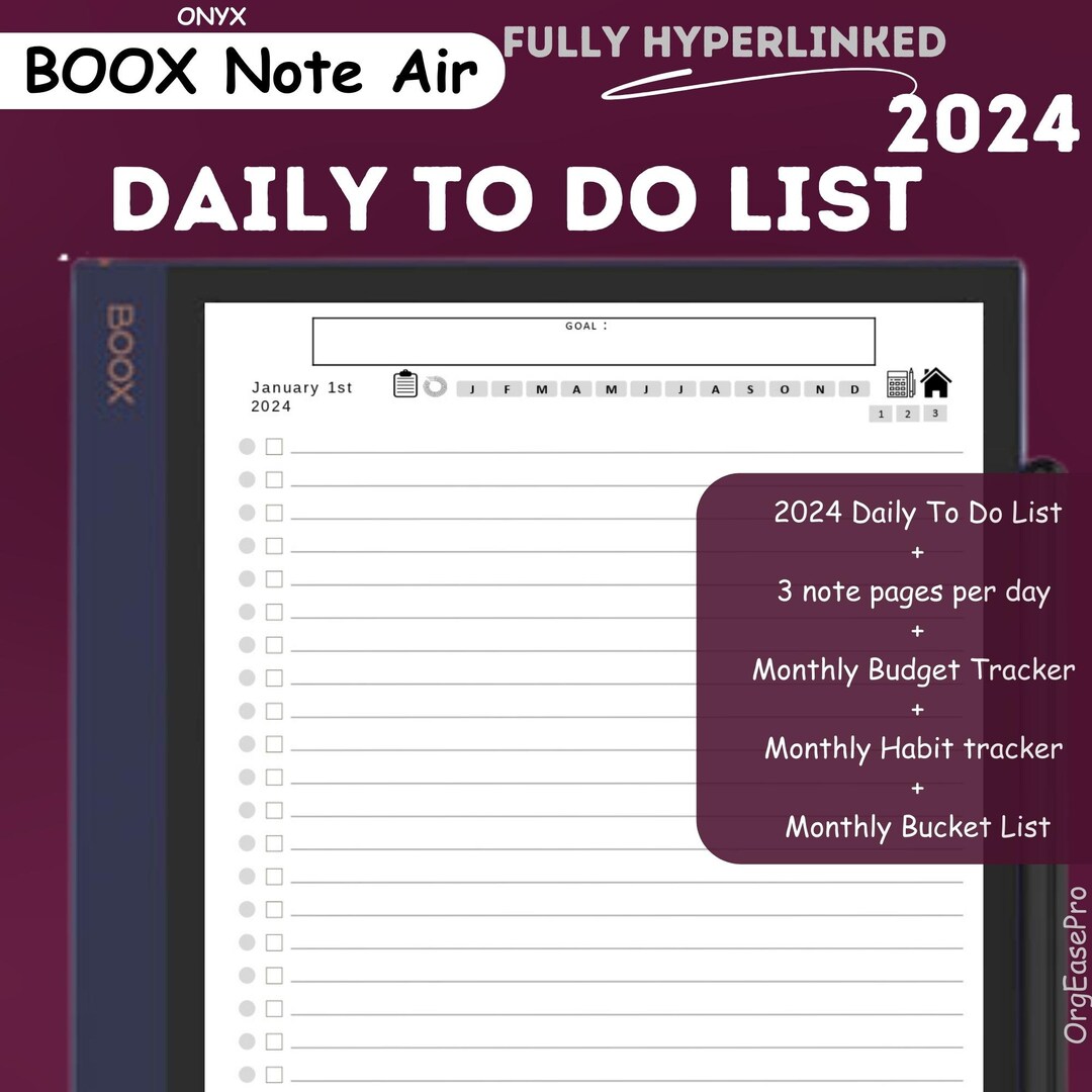 2024 BOOX Note Air Templates for BOOX Note Air Daily To-do List for ...