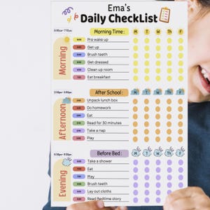 Personalized Kids Daily School Checklist,kids Daily Schedule Editable ...
