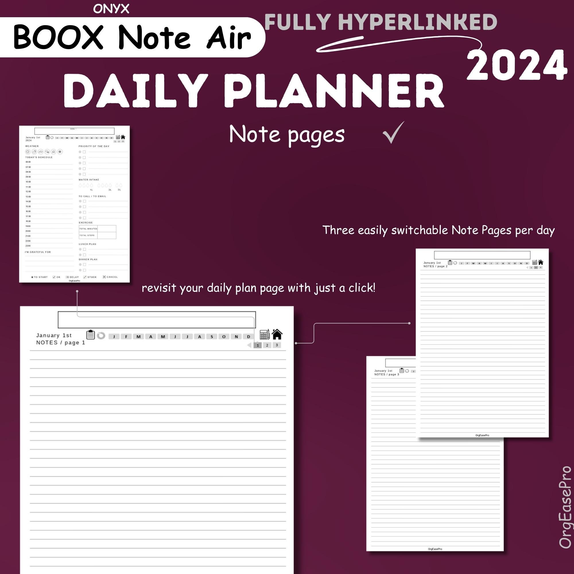 Boox Note Air 2024 Daily Planner for Boox Note Template Boox Note Air ...