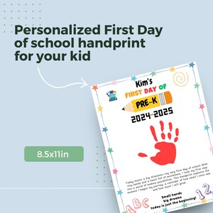 Personalized First Day of School Handprint ,editable First Day of Pre-k ...