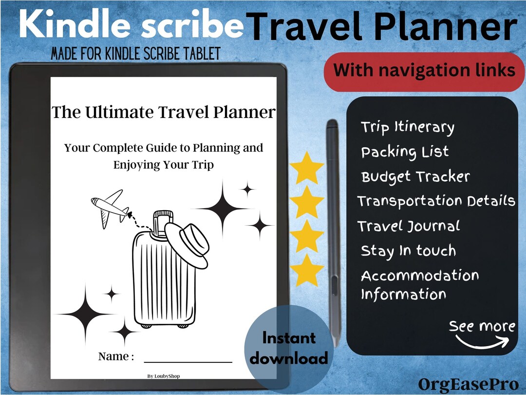 Interactive Kindle Scribe Travel Planner Travel Journal for Kindle ...