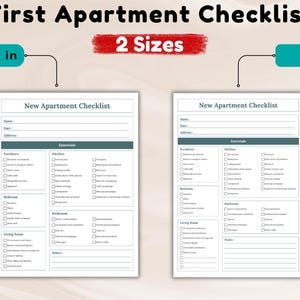 Moving Checklist First Apartment Checklist Template Printable Checklist ...