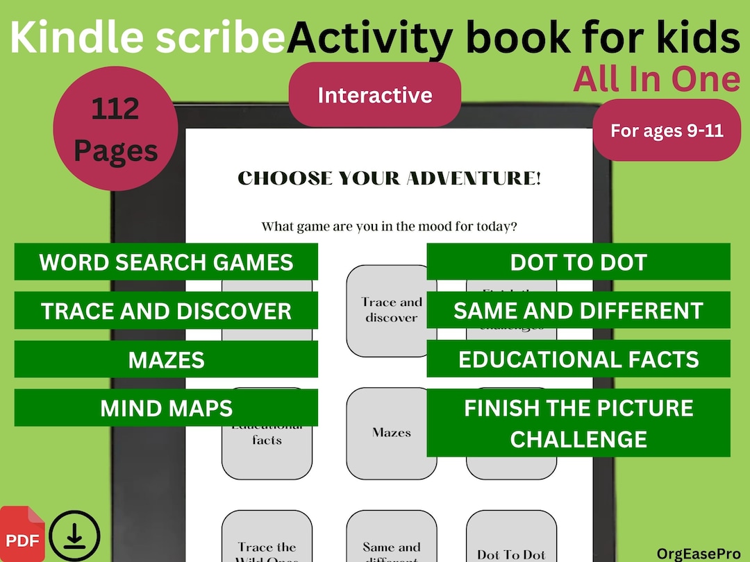 Interactive Kindle Scribe Template for Kids Kindle Scribe Activity Book ...