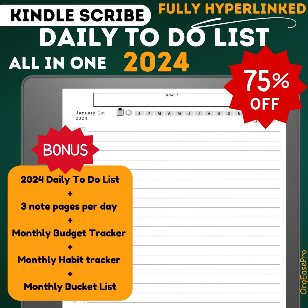 2024 Kindle Scribe Daily To-do List Template, Kindle Scribe Templates ...