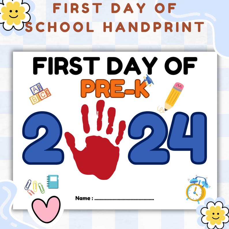 First Day of School Handprint Craft, Back to School Printable, School ...