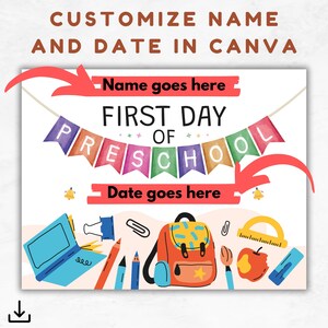 Editable First Day of School Handprint ,editable First Day of Pre-k ...