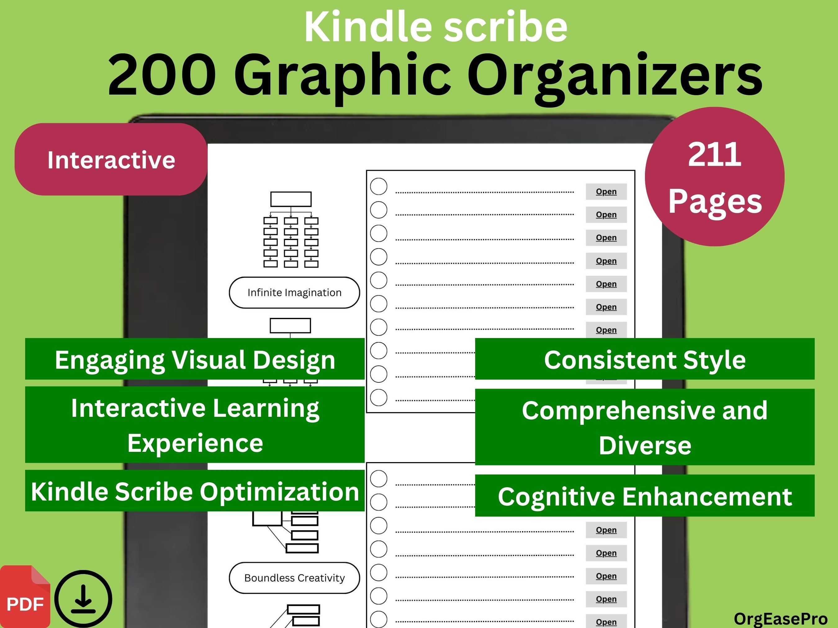 200 Interactive Graphic Organizers for Kindle Scribe , Pdf,graphic ...