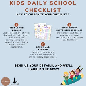 Customizable Kids Daily School Checklist,kids Daily Schedule Editable ...