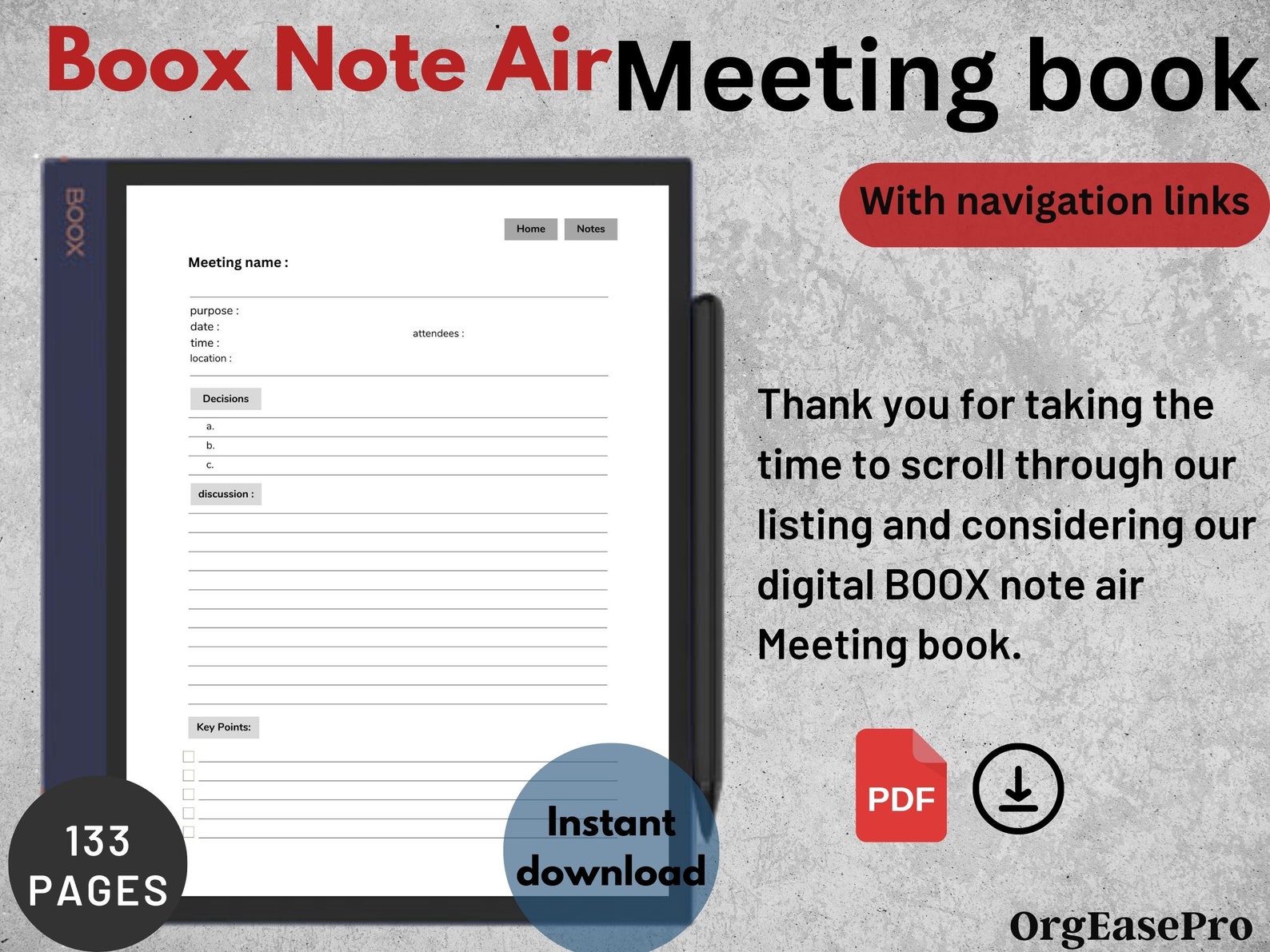 Interactive Boox Note Air Meeting Book for Boox Note Air Templates for ...