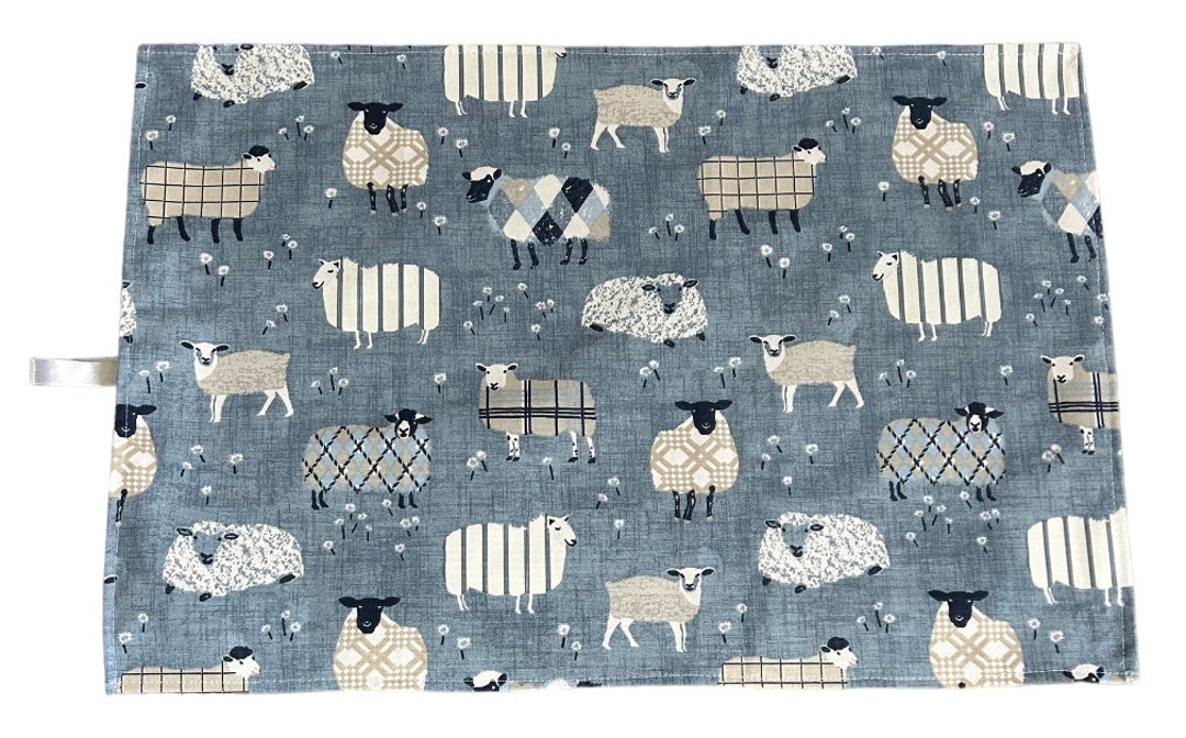 Sheep in Jumpers Print, Cotton Linen, Tea Towel, Dish Towel, **last One ...