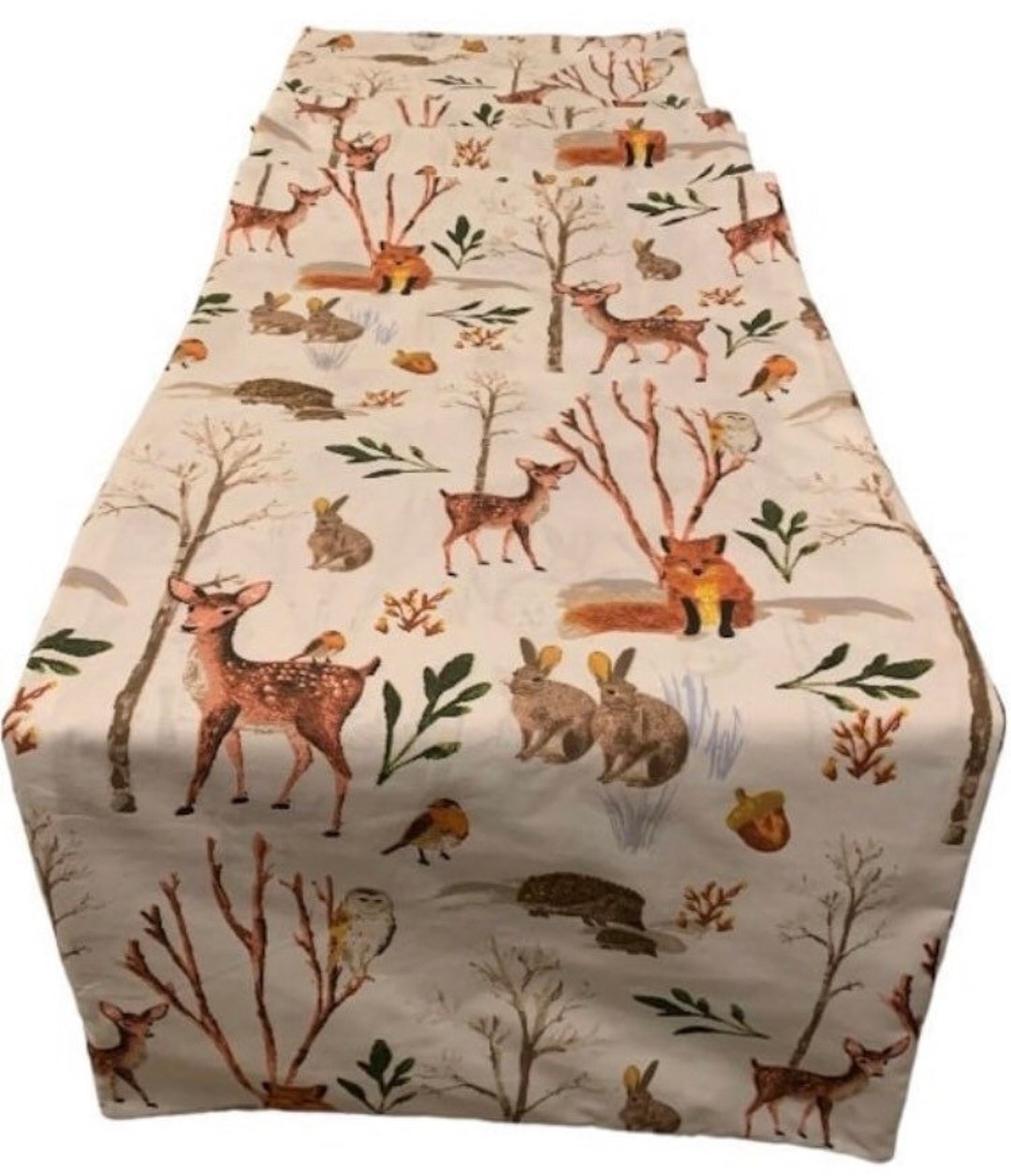 Woodland Animals Table Runner: 100% Cotton, Handcrafted - Etsy