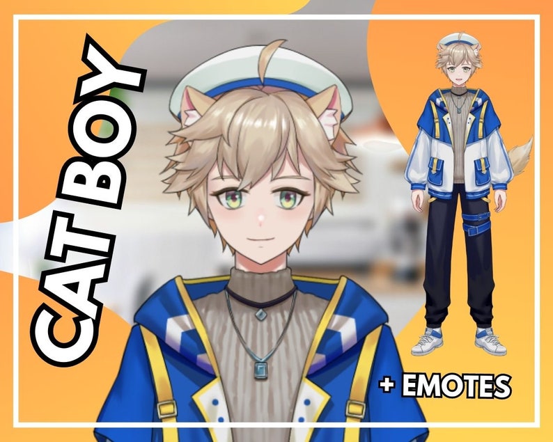 Live2d Vtuber Model for Commercial Use Cat Boy Vtuber Model - Etsy