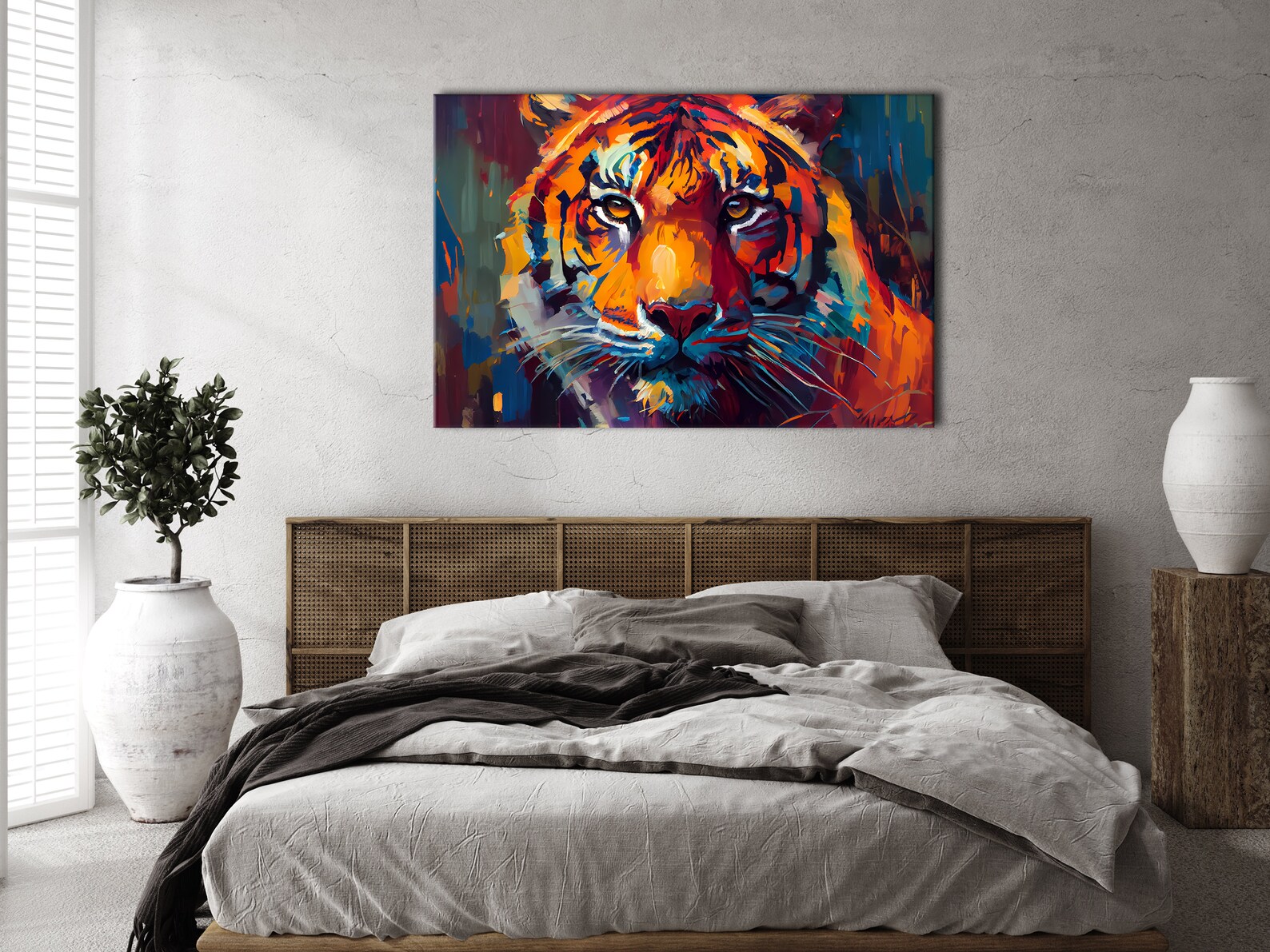 Tiger Painting Canvas Wall Art Print Colorful and Vibrant - Etsy