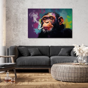 Chimpanzee Smoking Chimpanzee Painting Chimp Painting - Etsy