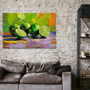 Lime Painting, Canvas Wall Art Print, Still Life Lime, Lime Print ...