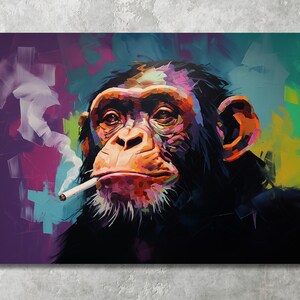 Chimpanzee Smoking Chimpanzee Painting Chimp Painting - Etsy