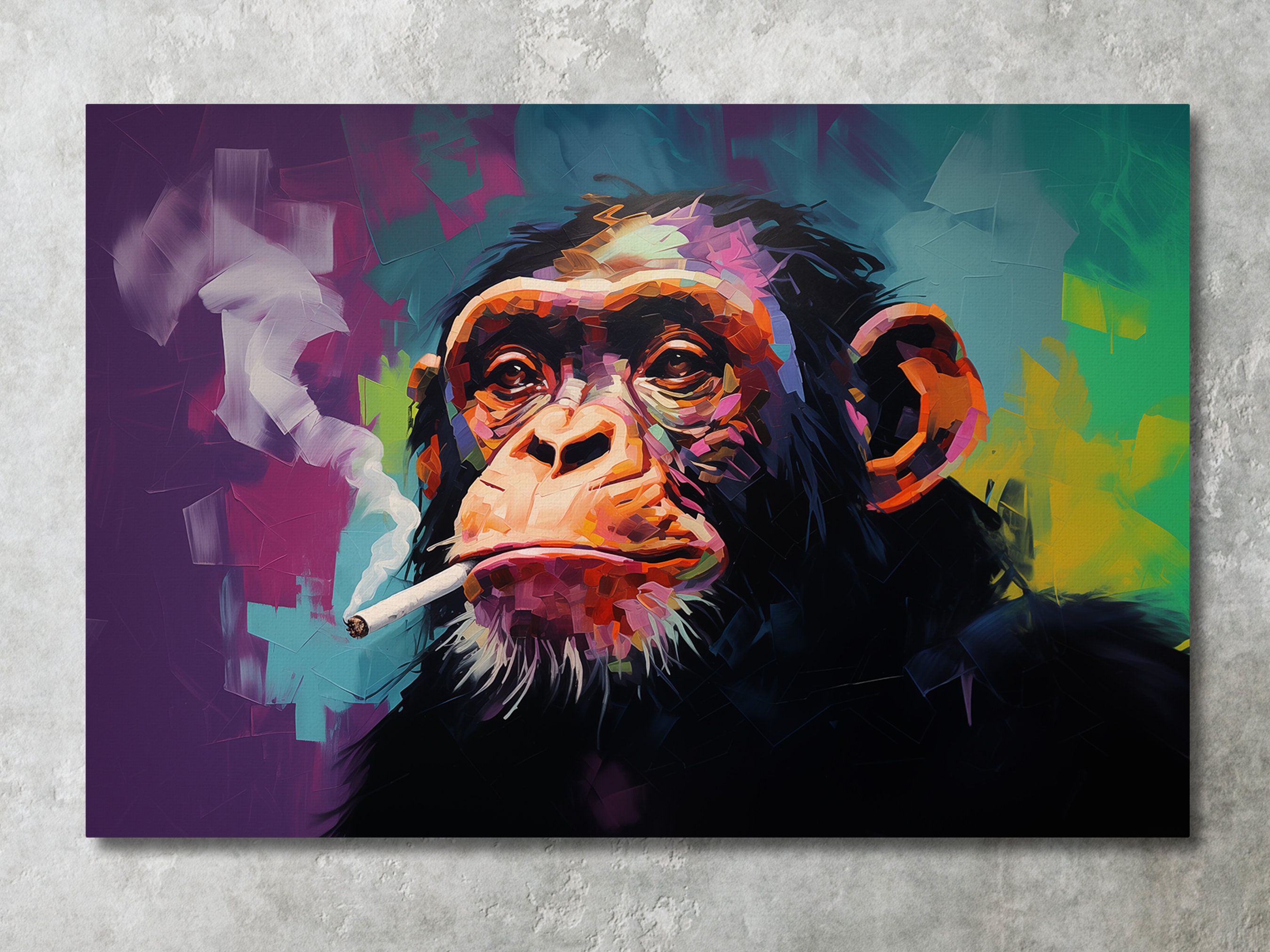 Chimpanzee Smoking Chimpanzee Painting Chimp Painting - Etsy