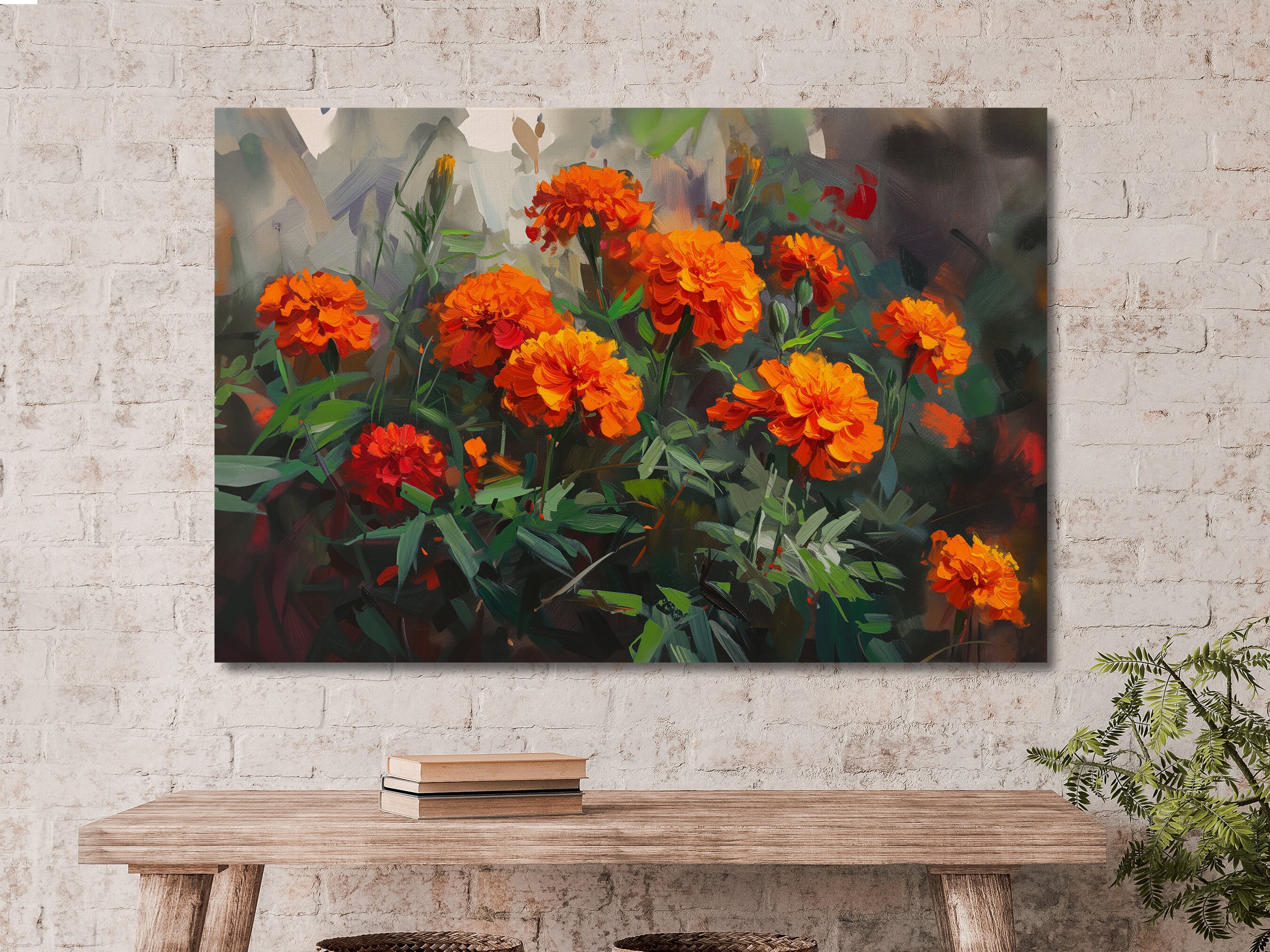 Marigold Painting, Canvas Wall Art Print, , Marigold Print, Canvas Wall ...