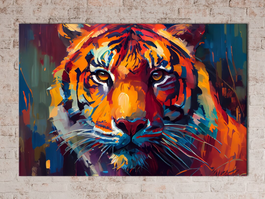 Tiger Painting Canvas Wall Art Print Colorful and Vibrant - Etsy
