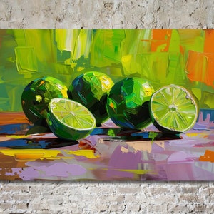 Lime Painting, Canvas Wall Art Print, Still Life Lime, Lime Print ...
