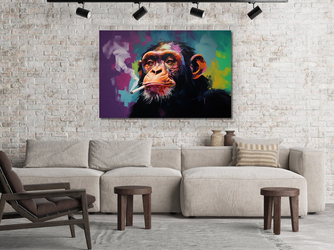 Chimpanzee Smoking Chimpanzee Painting Chimp Painting - Etsy