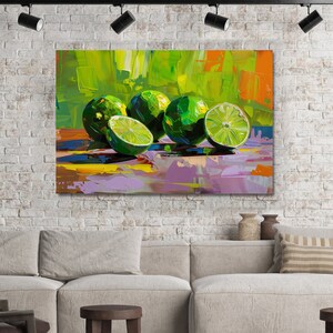 Lime Painting, Canvas Wall Art Print, Still Life Lime, Lime Print ...