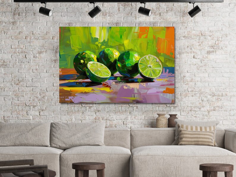 Lime Painting, Canvas Wall Art Print, Still Life Lime, Lime Print ...