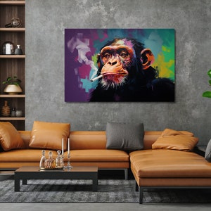 Chimpanzee Smoking Chimpanzee Painting Chimp Painting - Etsy