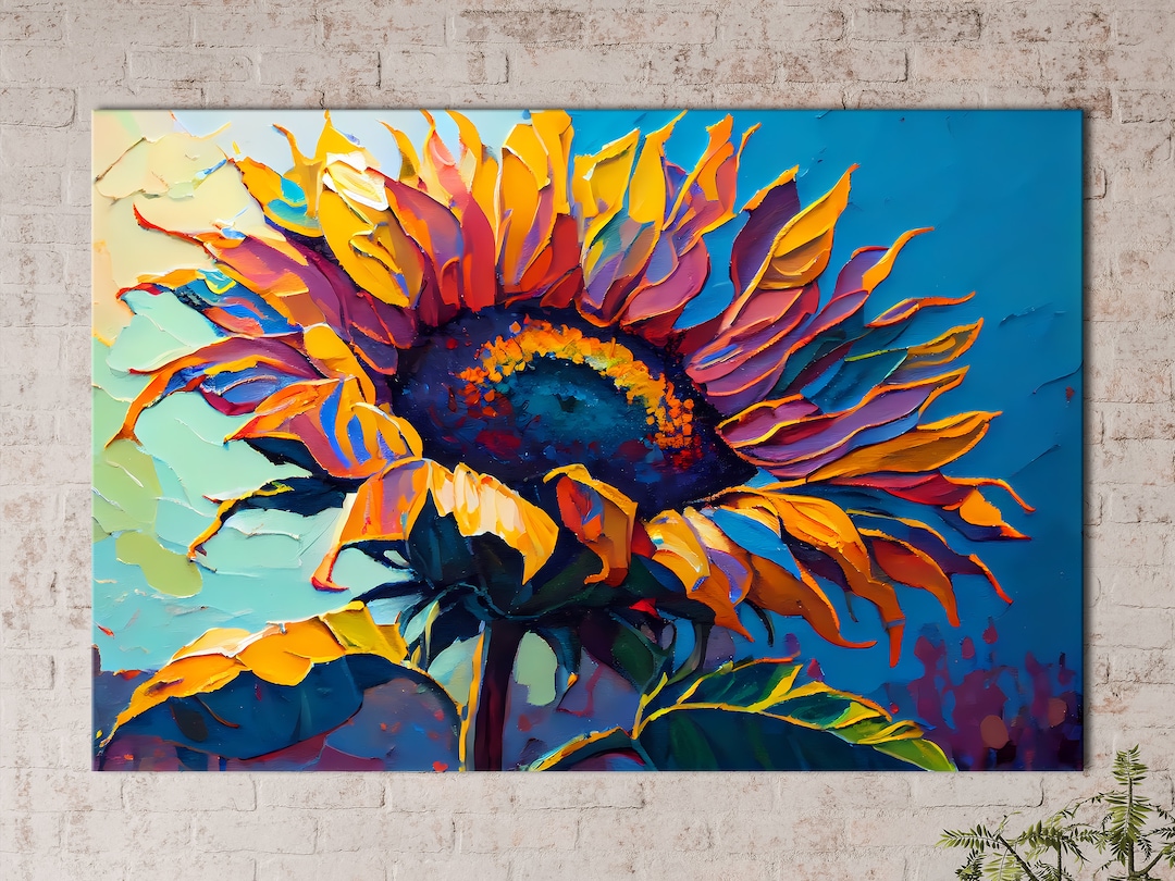 Sunflower Painting Canvas Wall Art Print Colorful and Vibrant - Etsy
