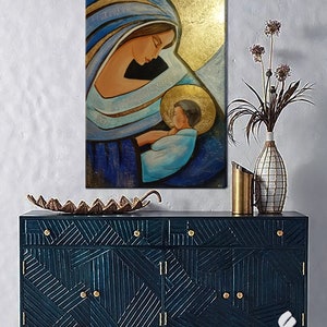 Original Modern Virgin Mary Religious Art, Original Madonna and Child ...