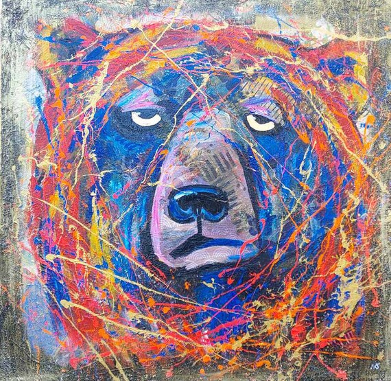 Pintura Abstracta De Oso Pintar Por Numeros Oso Abstracto Colorido