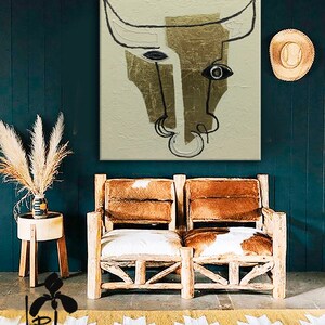 Large Textured Bull Bull Art Bright Modern Decor With Bull Colorful ...