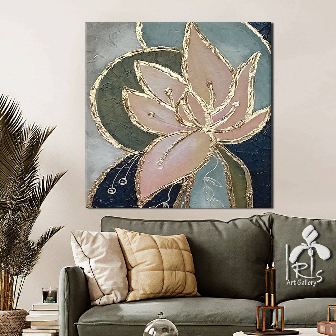 Large Original Lotus Painting Abstract Flower Painting Oil Painting on ...