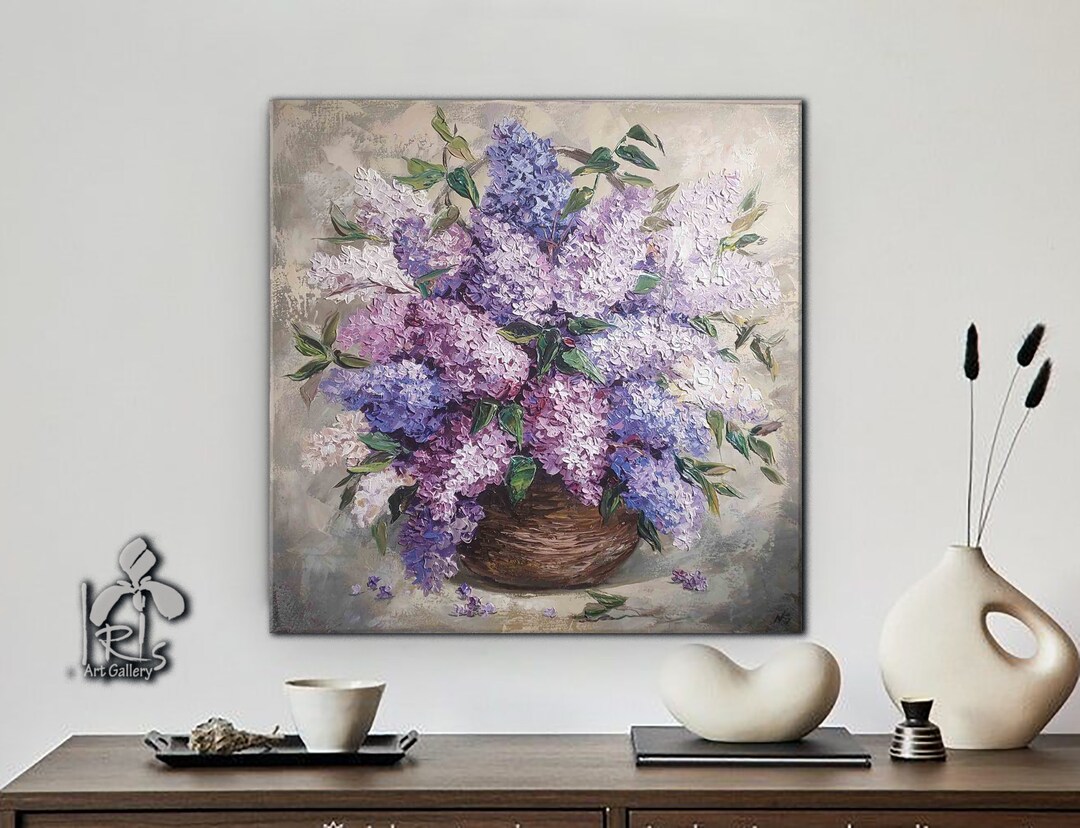 Original Oil Painting on Canvas Lilac, Lilac Bouquet, Impressionism ...