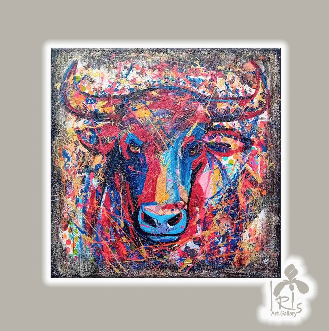 Original Bull Art Abstract Bull Art Original Painting Abstract Bull ...