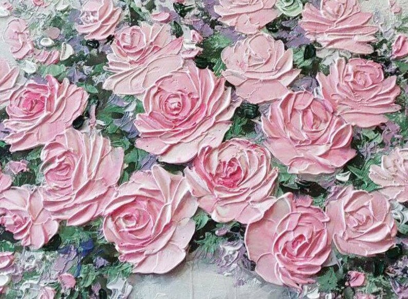 3D Textured Flowers Painting on Canvas Original Pink Rose - Etsy